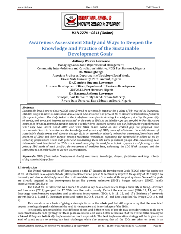 (PDF) Awareness Assessment Study and Ways to Deepen the Knowledge and ...
