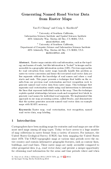 Pdf Generating Named Road Vector Data From Raster Maps