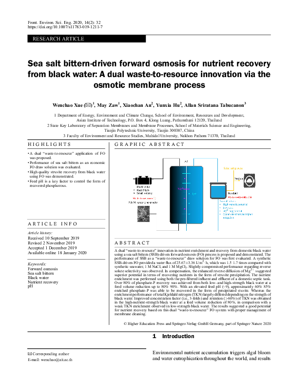 (PDF) Sea salt bittern-driven forward osmosis for nutrient recovery ...