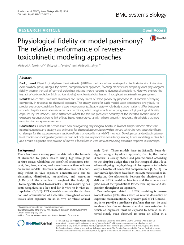 (PDF) Physiological fidelity or model parsimony? The relative performance of reverse ...