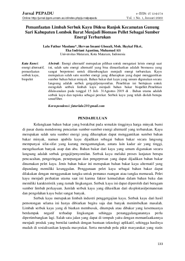 (PDF) Pemanfaatan Limbah Serbuk Kayu Didesa Ranjok Kecamatan Gunung Sari Kabupaten Lombok Barat ...