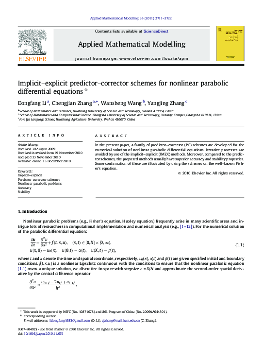 Pdf Implicit Explicit Predictor Corrector Schemes For Nonlinear