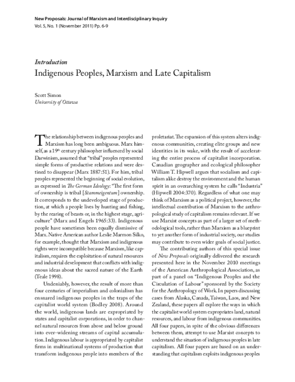 (PDF) Introduction: Indigenous Peoples, Marxism and Late Capitalism