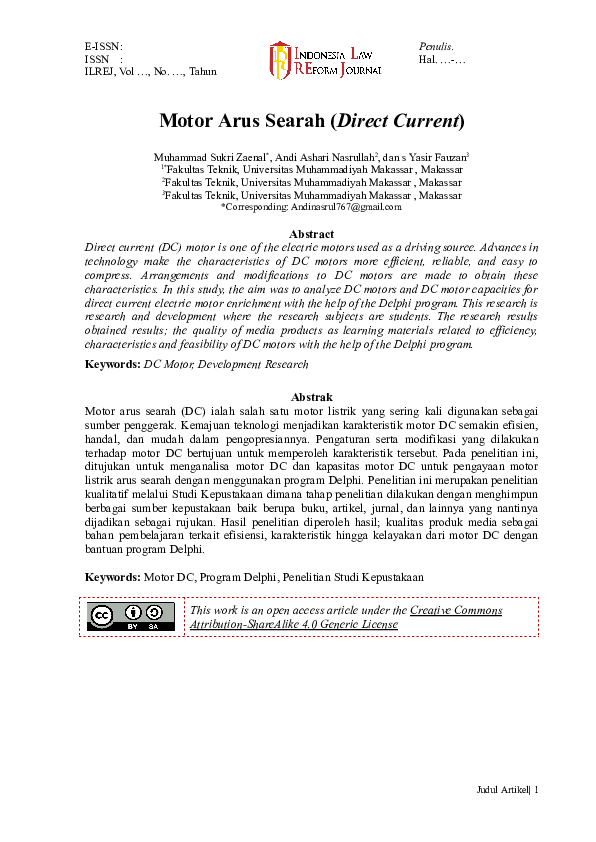 (PDF) Motor Arus Searah (Direct Current)