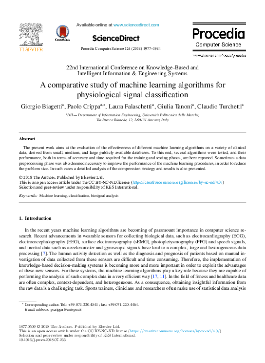 (PDF) A Comparative Study of Machine Learning Algorithms as Expert ...