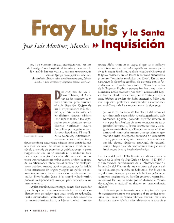 (PDF) Fray Luis y la Santa Inquisición