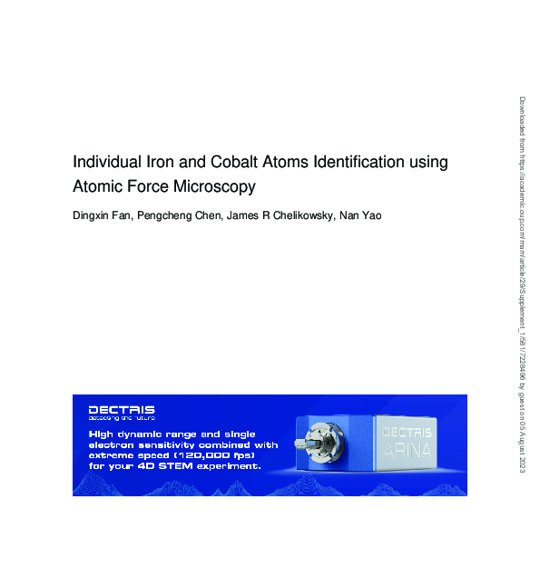 Pdf Individual Iron And Cobalt Atoms Identification Using Atomic Force Microscopy Dingxin