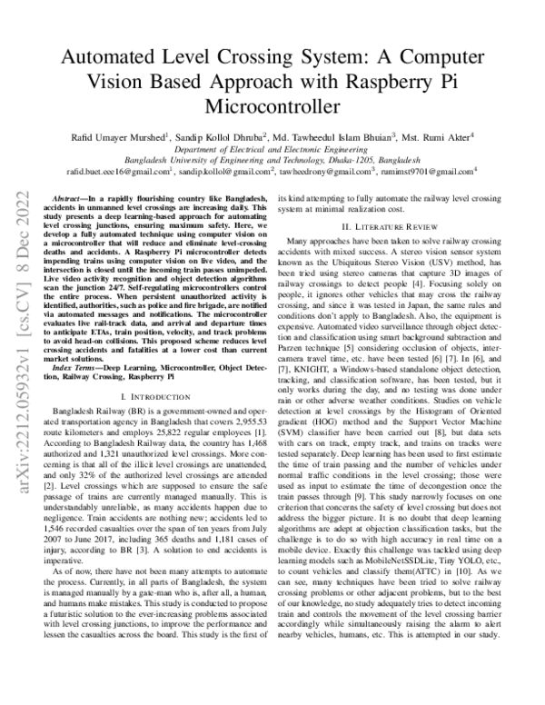 (PDF) Automated Level Crossing System: A Computer Vision Based Approach with Raspberry Pi ...
