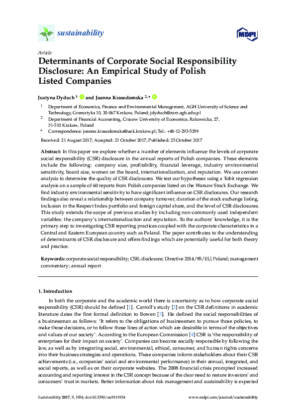 (PDF) Determinants of corporate social responsibility disclosures ...