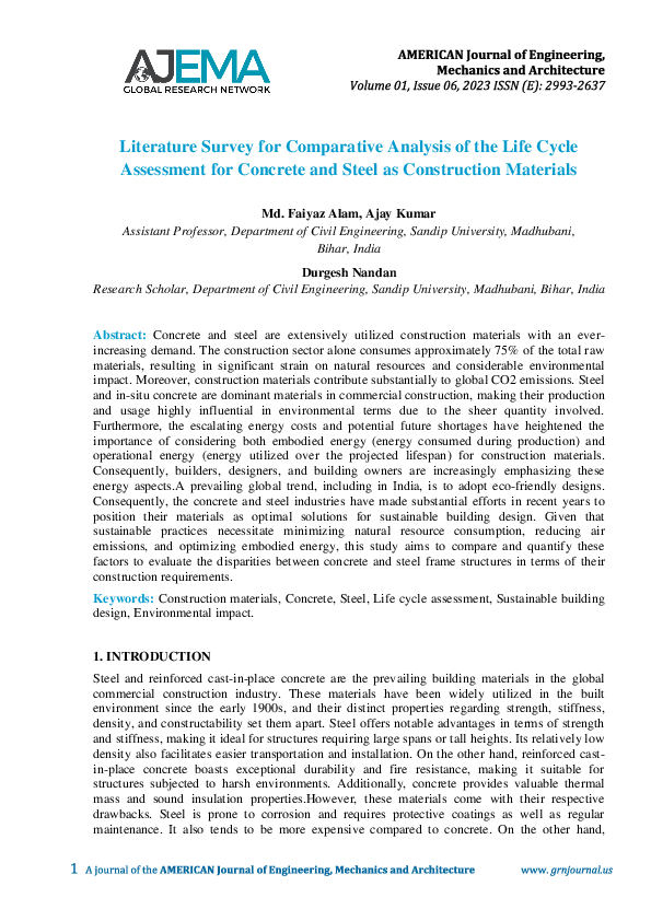 (PDF) Literature Survey for Comparative Analysis of the Life Cycle Assessment for Concrete and ...