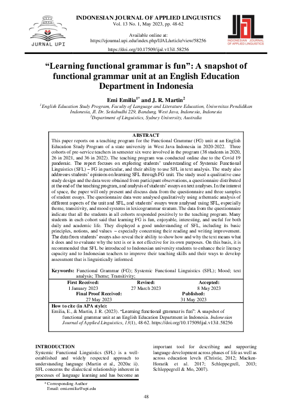 (PDF) “Learning Functional Grammar is fun”: A snapshot of functional ...
