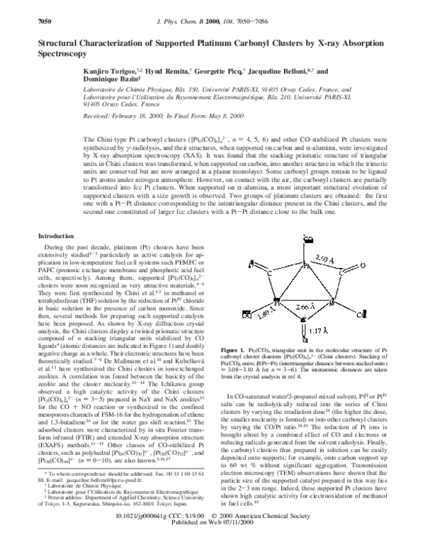 (PDF) Structural Characterization of Supported Platinum Carbonyl Clusters by X-ray Absorption ...