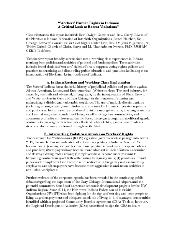 (PDF) Workers' Human Rights in Indiana: A Critical Look At Recent ...