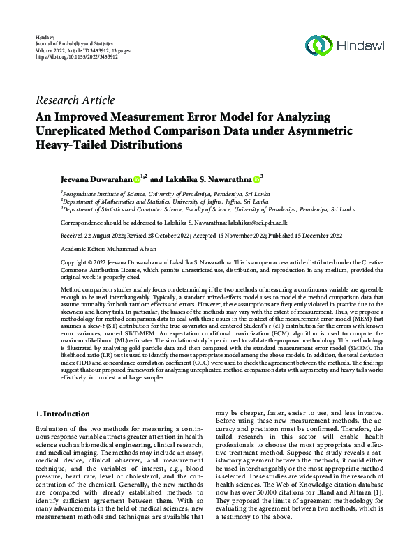 (PDF) An Improved Measurement Error Model for Analyzing Unreplicated ...