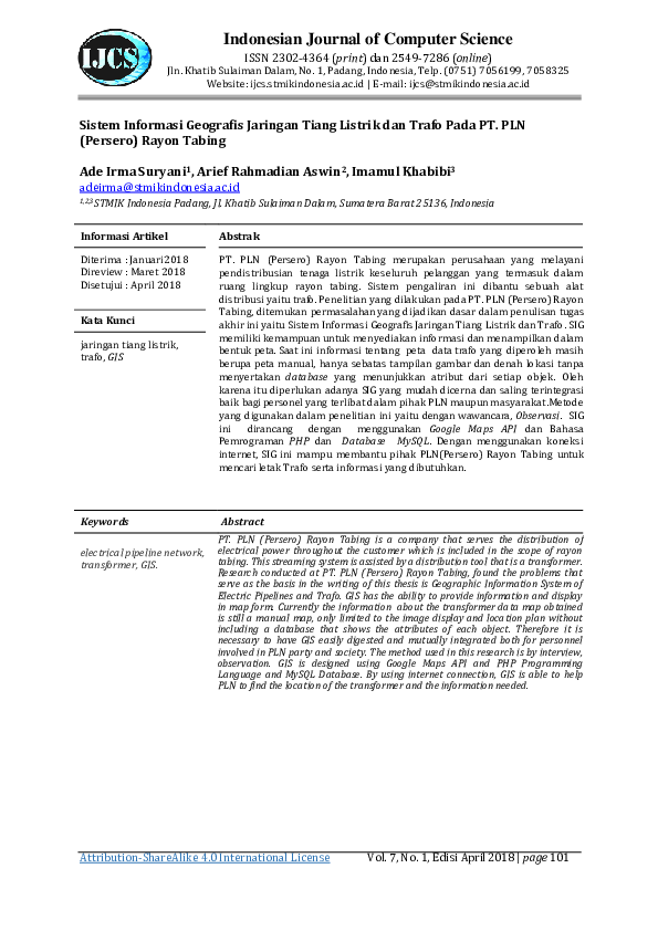 (PDF) Sistem Informasi Geografis Jaringan Tiang Listrik dan Trafo Pada ...