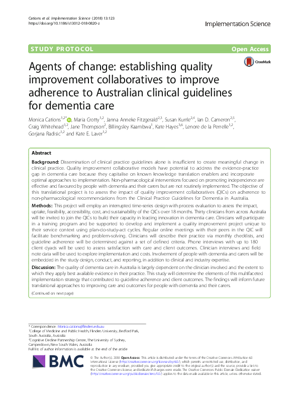 (PDF) Agents of change: establishing quality improvement collaboratives ...