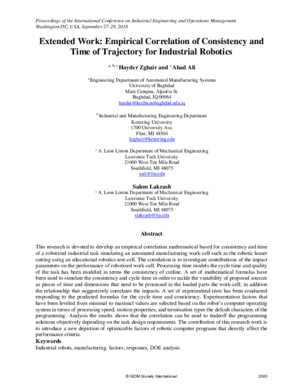 (PDF) Extended Work: Empirical Correlation of Consistency and Time of ...