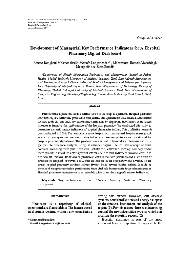 (PDF) Development of Managerial Key Performance Indicators for A ...