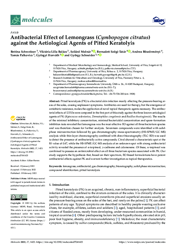 (PDF) Antibacterial Effect of Lemongrass (Cymbopogon citratus) against ...