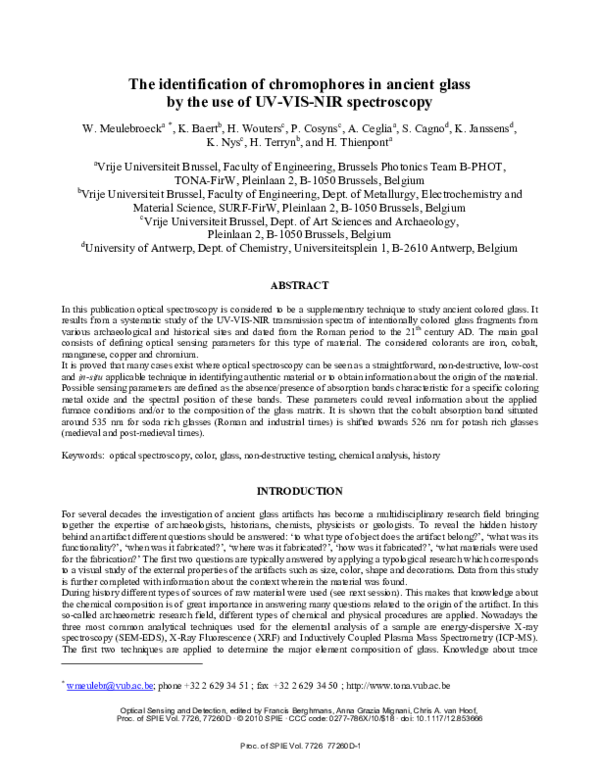 (PDF) The identification of chromophores in ancient glass by the use of ...