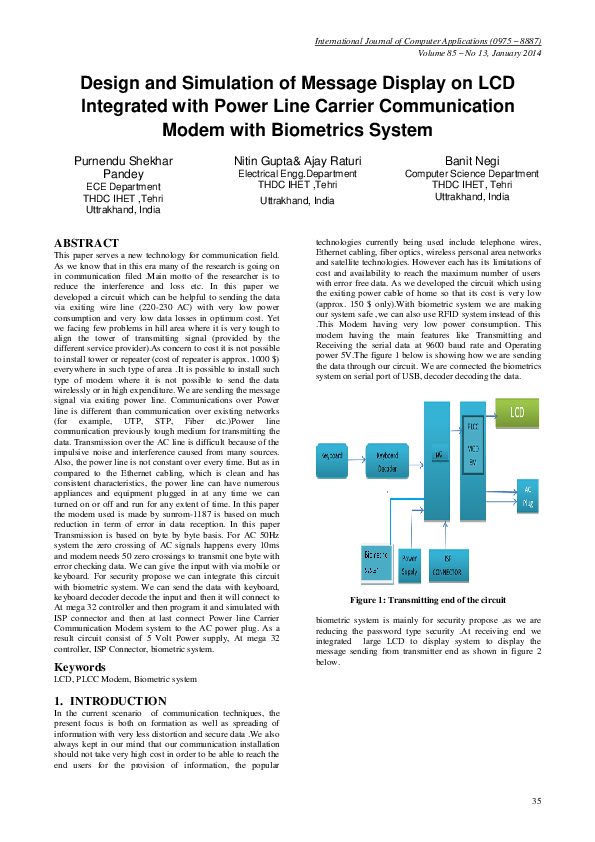 (PDF) Design and Simulation of Message Display on LCD Integrated with Power Line Carrier ...