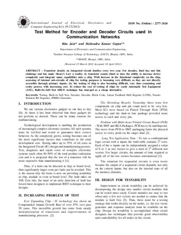 (PDF) Test Method for Encoder and Decoder Circuits used in ...