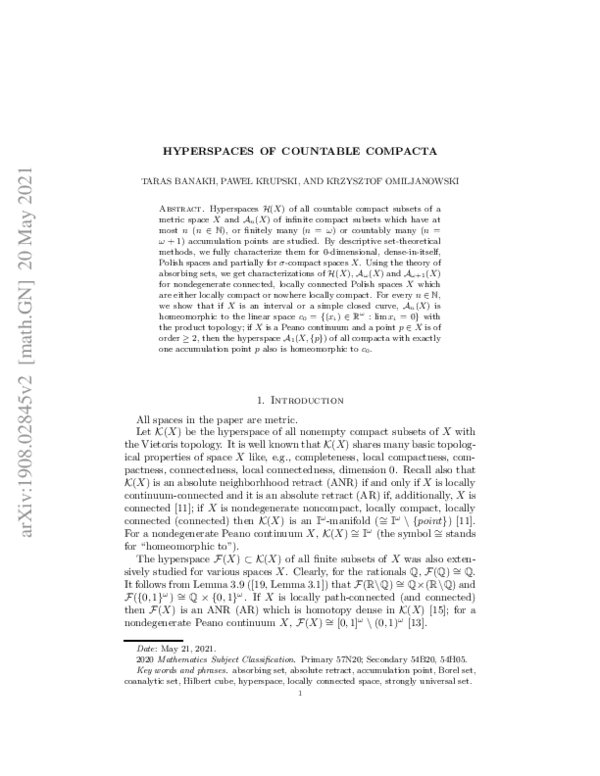 (PDF) Hyperspaces of countable compacta