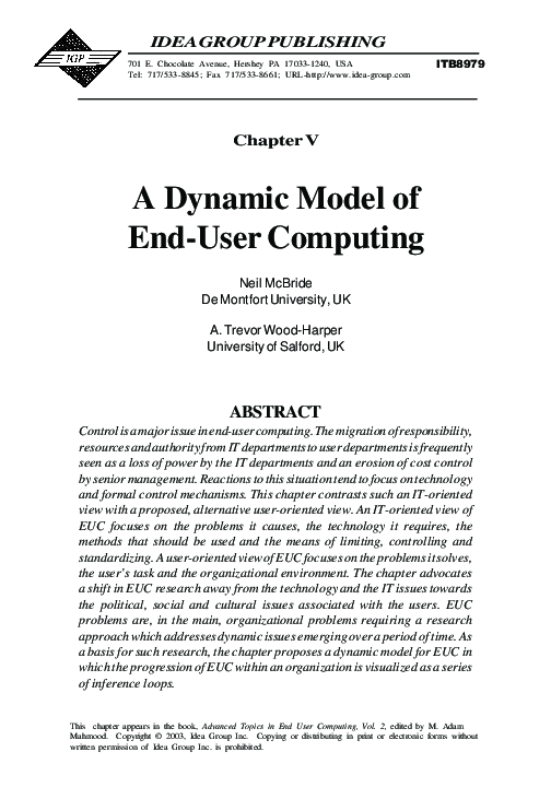 (PDF) A Dynamic Model of End-User Computing