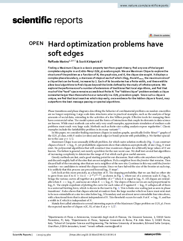 (PDF) Hard Optimization Problems have Soft Edges