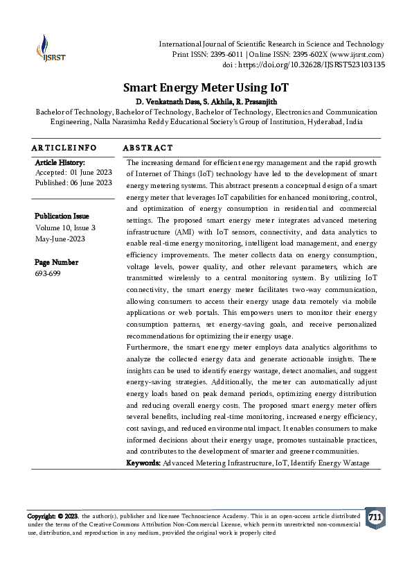 (PDF) Smart Energy Meter Using IoT