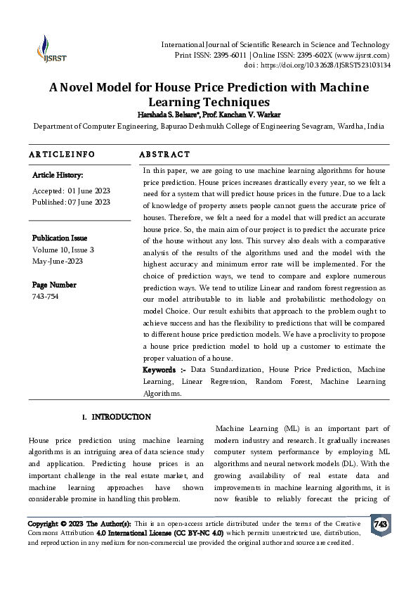 (PDF) A Novel Model for House Price Prediction with Machine Learning ...