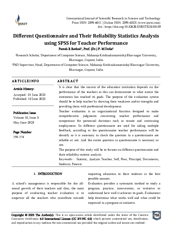 (PDF) Different Questionnaire and Their Reliability Statistics Analysis ...