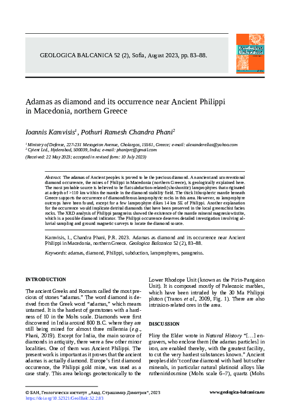 (PDF) Adamas as diamond and its occurrence near Ancient Philippi in ...