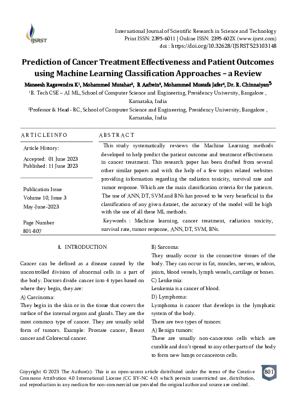 (PDF) Prediction of Cancer Treatment Effectiveness and Patient Outcomes ...
