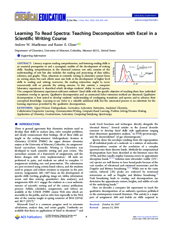 (PDF) Learning To Read Spectra: Teaching Decomposition with Excel in a ...