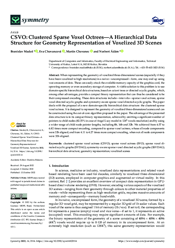 Pdf Csvo Clustered Sparse Voxel Octrees—a Hierarchical Data Structure For Geometry 