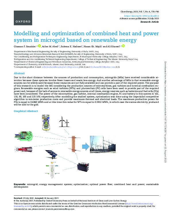 Pdf Modelling And Optimization Of Combined Heat And Power System In