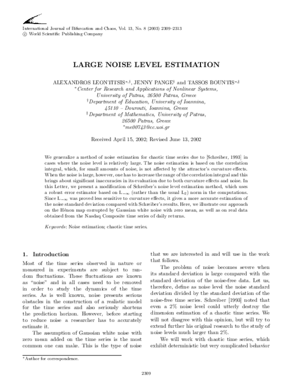 (PDF) Large Noise Level Estimation