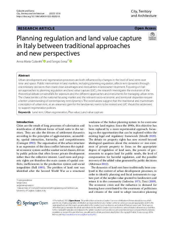 (PDF) Planning regulation and land value capture in Italy between ...