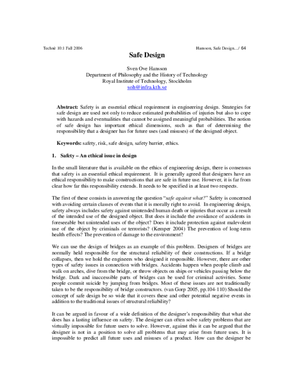 (PDF) Safe Design