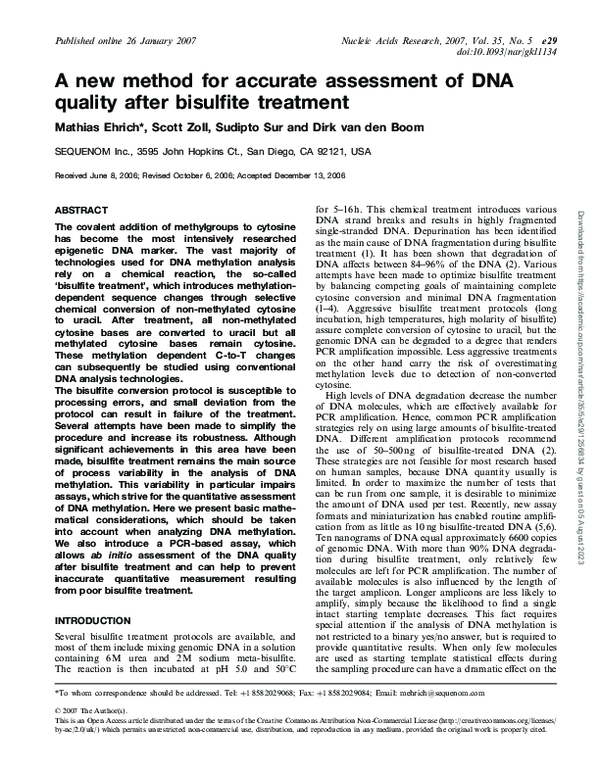 (PDF) A new method for accurate assessment of DNA quality after ...