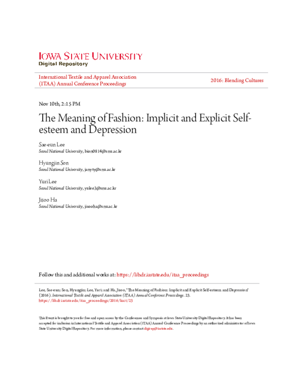 (PDF) The Meaning of Fashion: Implicit and Explicit Self-esteem and ...