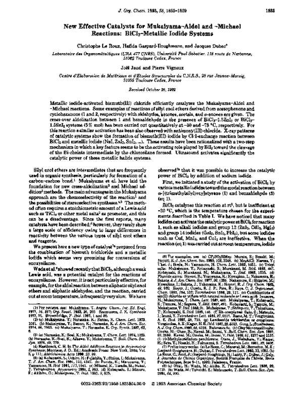(PDF) New effective catalysts for Mukaiyama-aldol and -Michael ...