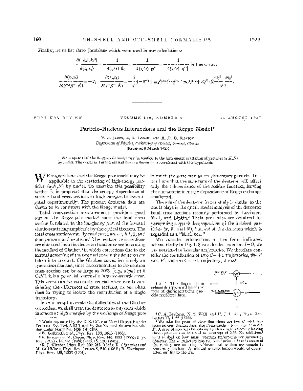 Pdf Particle Nucleus Interactions And The Regge Model