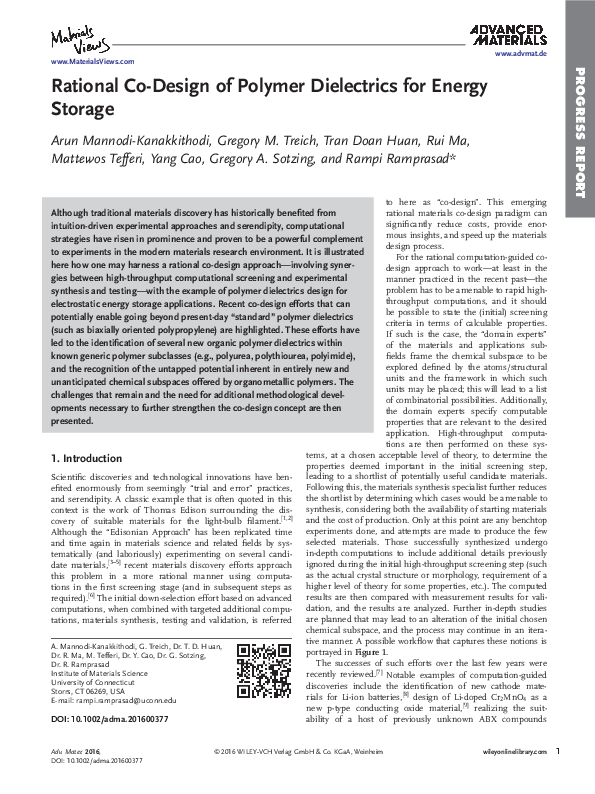 (PDF) Rational Co-Design of Polymer Dielectrics for Energy Storage