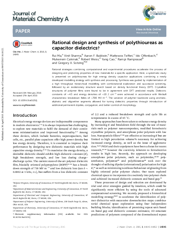 (PDF) Rational design and synthesis of polythioureas as capacitor ...