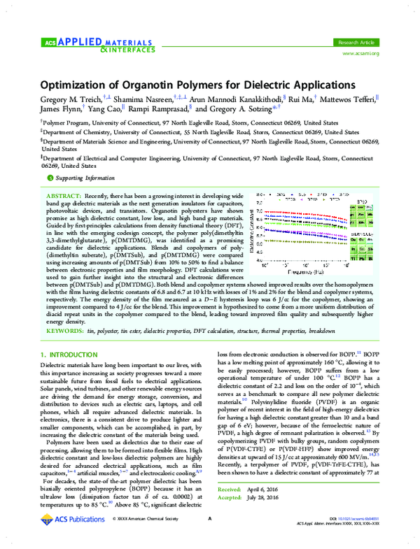 (PDF) Optimization of Organotin Polymers for Dielectric Applications