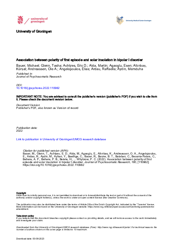 (PDF) Association between polarity of first episode and solar ...
