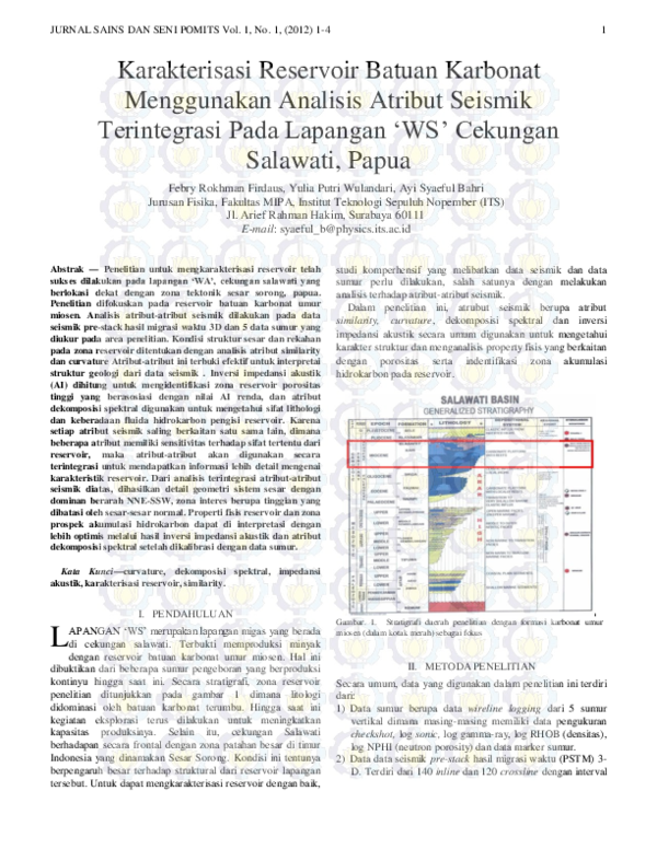 (PDF) Karakterisasi Reservoir Batuan Karbonat Menggunakan Analisis ...