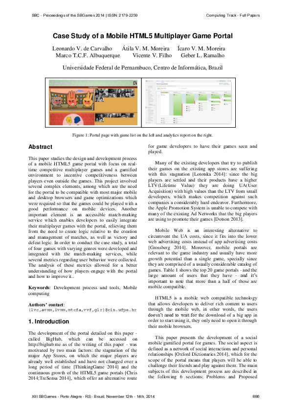(PDF) Case Study of a Mobile HTML5 Multiplayer Game Portal